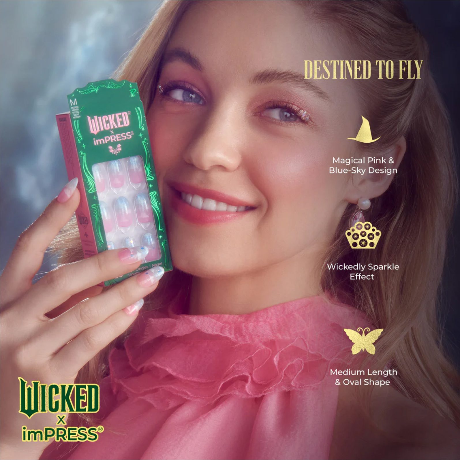 WICKED X imPRESS Press On Nails – Destined To Fly (NO GLUE Mani, Super ...