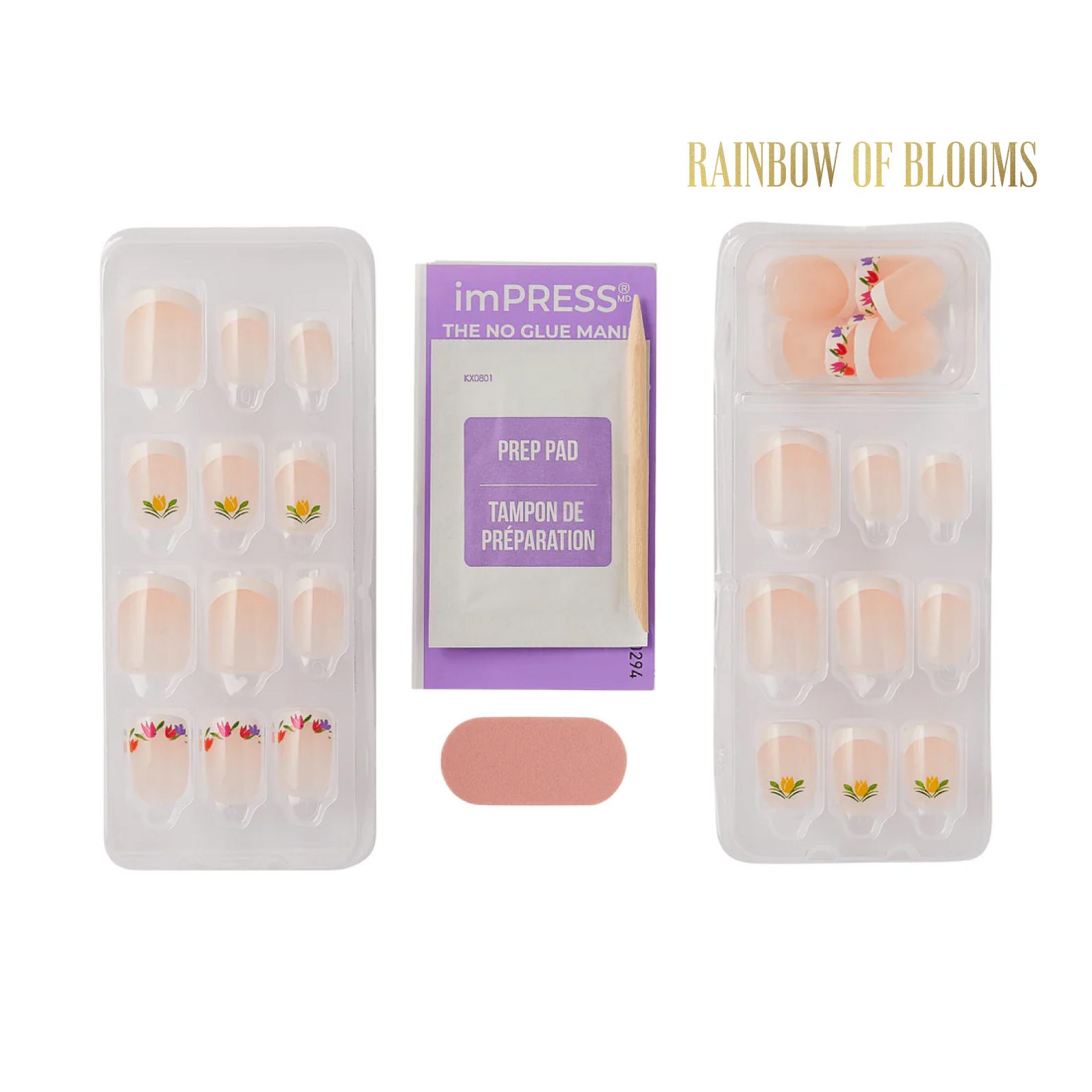 WICKED X imPRESS Press On Nails – Rainbow of Blooms (NO GLUE Mani ...
